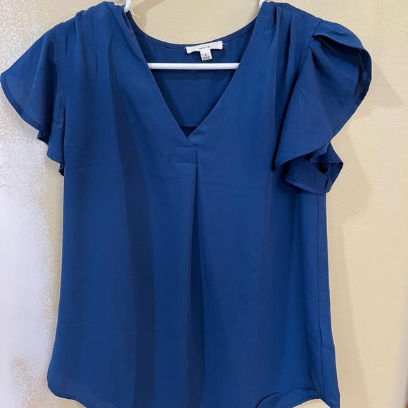 mine | Tops | Royal Blue Flowy Blouse Perfect For The Office Or A Cute ...